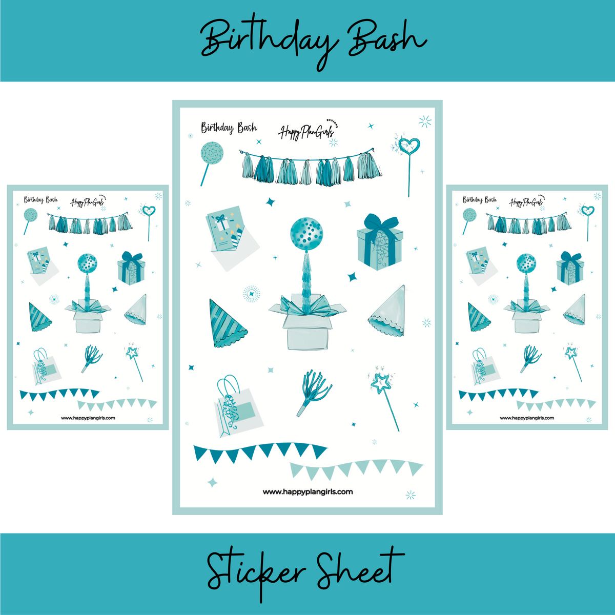 Birthday Bash Sticker Sheet – HappyPlanGirls Designs