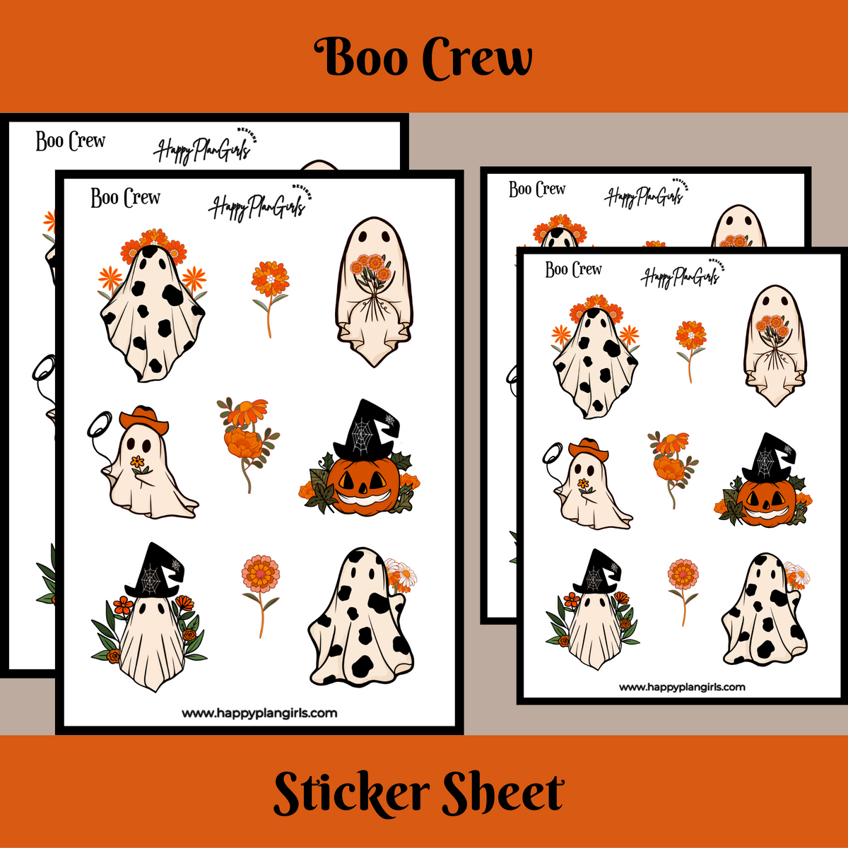 Boo crew Sticker Sheet – HappyPlanGirls Designs