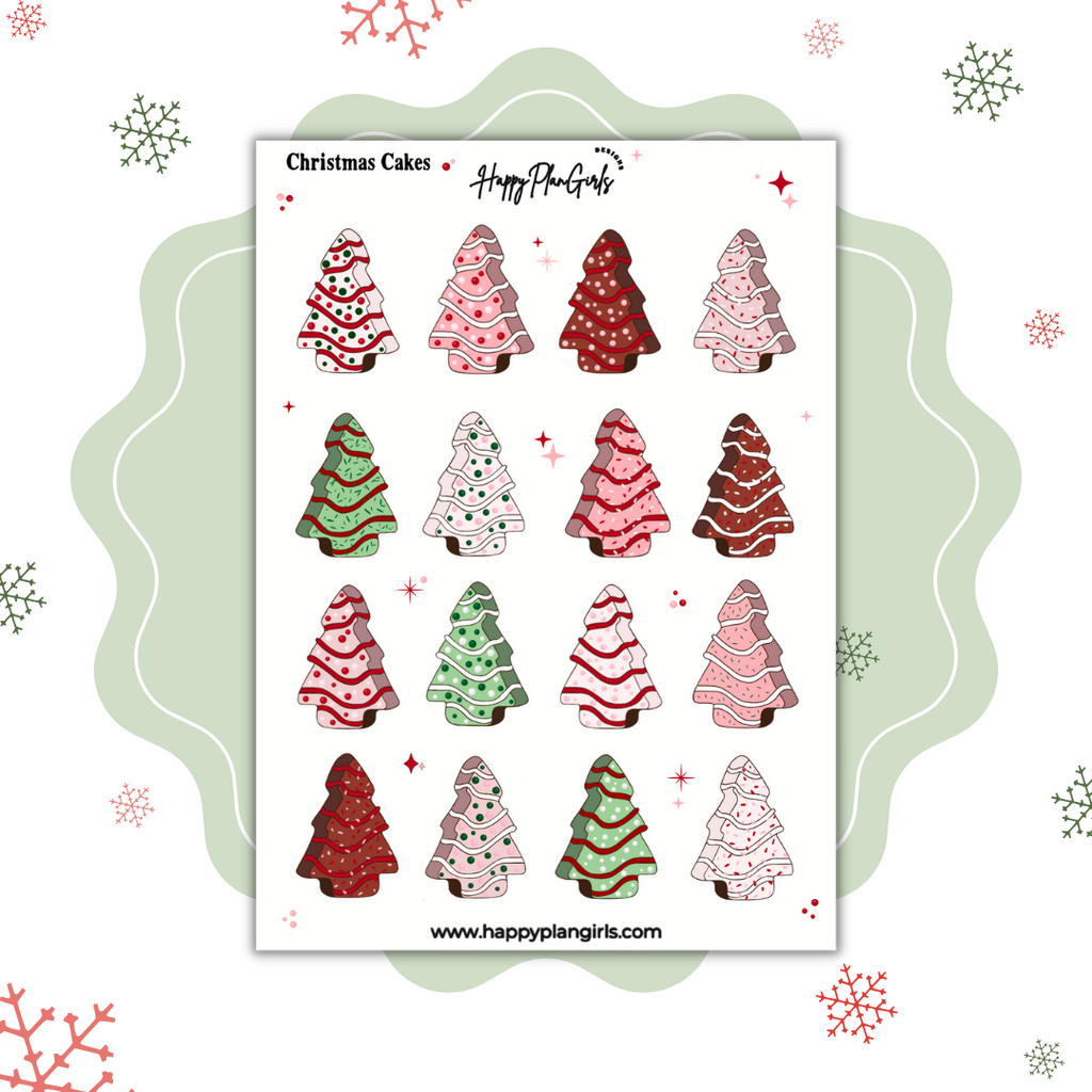 Christmas Cakes Sticker Sheet – HappyPlanGirls Designs