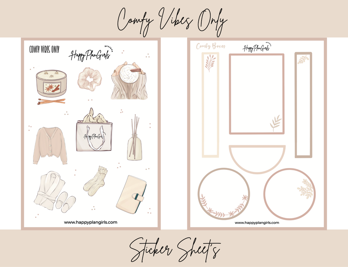 Comfy Vibes Only Sticker Sheet Bundle – HappyPlanGirls Designs