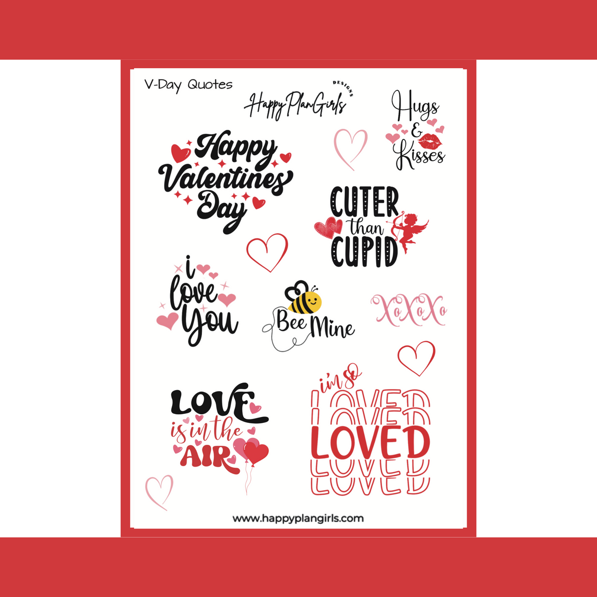 V-Day Quote's Sticker Sheet – HappyPlanGirls Designs